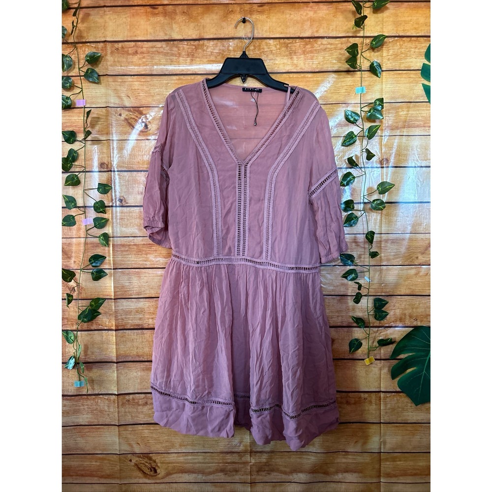 Sisley Chiffron Pink Mini Dress With Inner Tank Size 6 - Gem